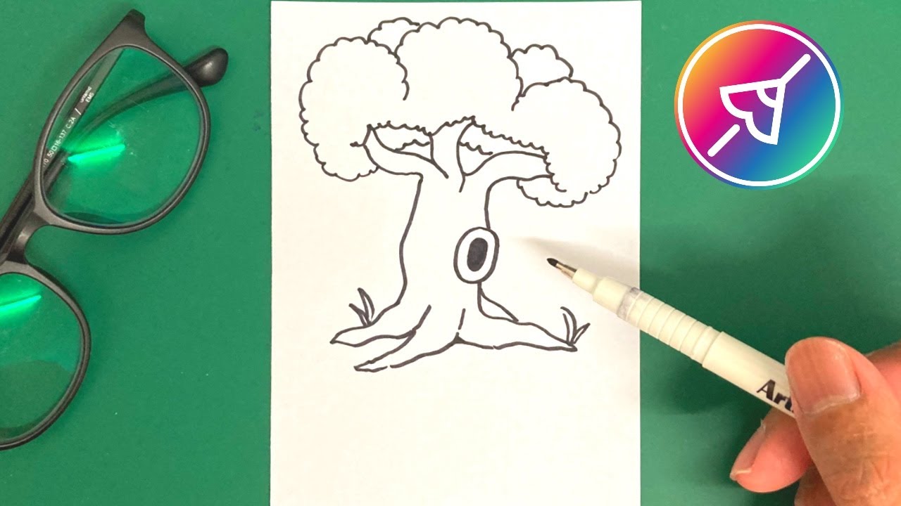 CARA LUKIS GAMBAR POKOK BESAR MUDAH - YouTube