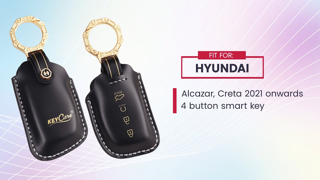 Keycare Italian Leather Key Cover Compatible for Hyundai Alcazar, Creta ...