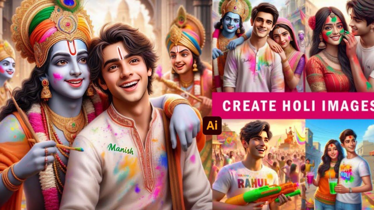 Create Viral Holi Name Image With Krishna & Radha | Holi 3D Ai Image ...