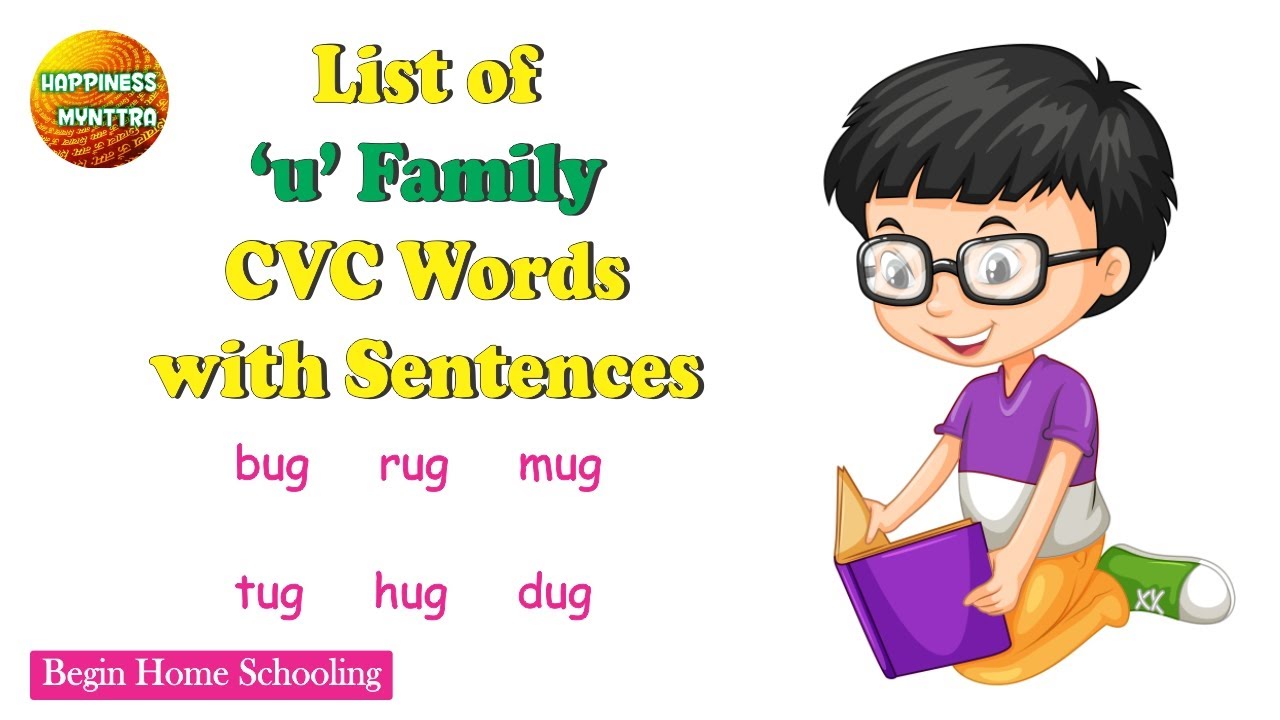 List of 'u' Family CVC Words with Sentences - YouTube
