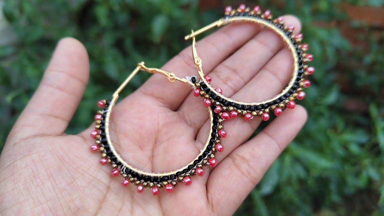brick stitch hoop earrings tutorial/ DIY earrings / DIY hoop earrings ...