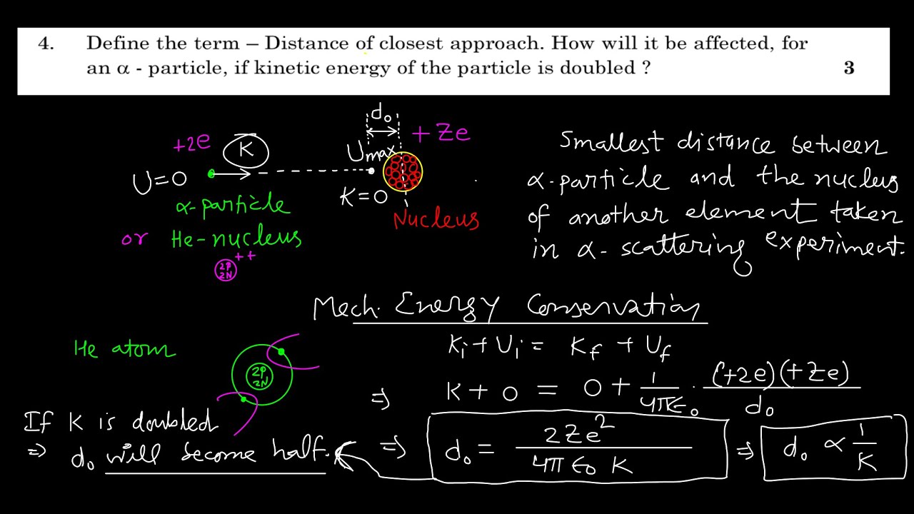 Distance of closest approach | Alpha scattering experiment - YouTube