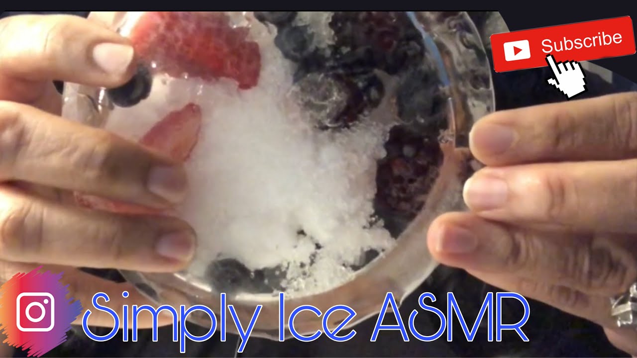 ASMR Clear Ice Filled With Powdery Ice, Strawberries, Blueberries ...