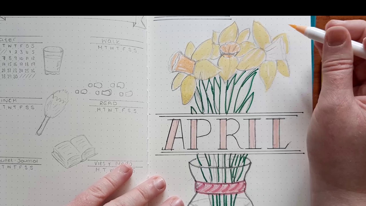 Bullet Journal Title Page - April - YouTube