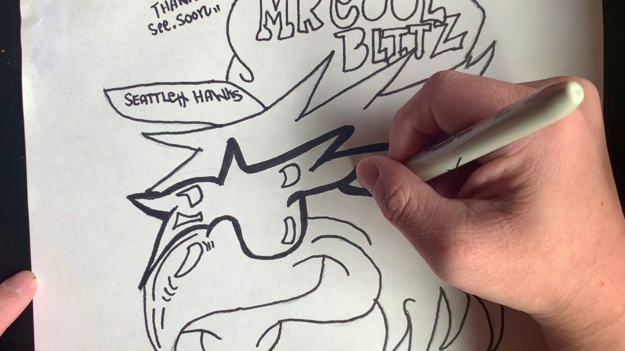 Simple How to Draw Blitz (Seattle Seahawks Mascot) By Captain Larry ...