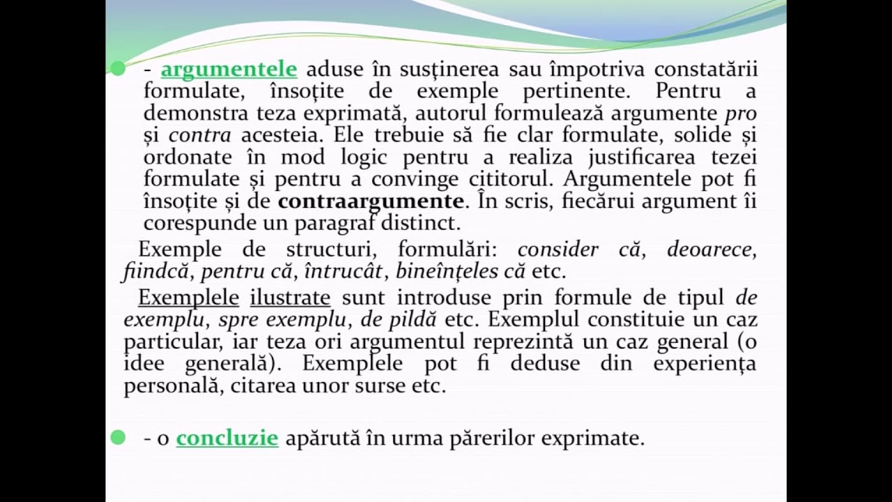 Textul argumentativ (noţiuni teoretice esenţiale: definiţie, structură) - YouTube