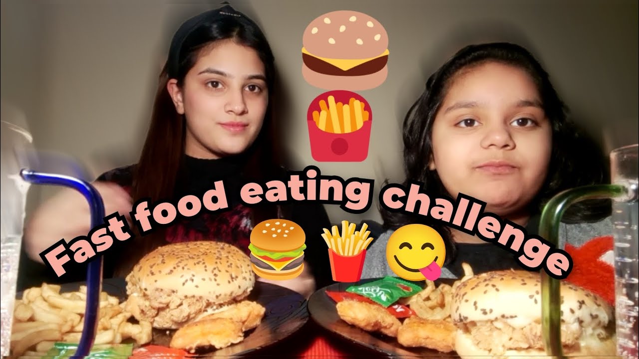 fast food eating challenge 😉🍔🍟|kisne give up kiya?🤔😂 - YouTube