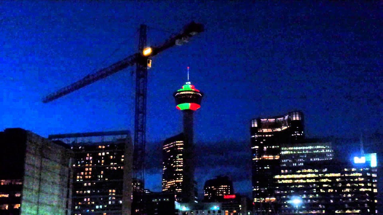 Calgary Tower - Christmas Style Lights Display - YouTube