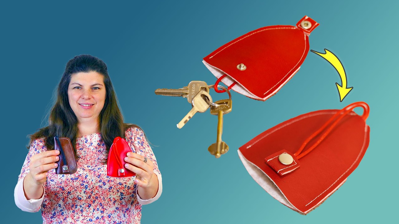 DIY Retractable Leather Key Cover // Faux Leather Bell-Shaped Key Case ...