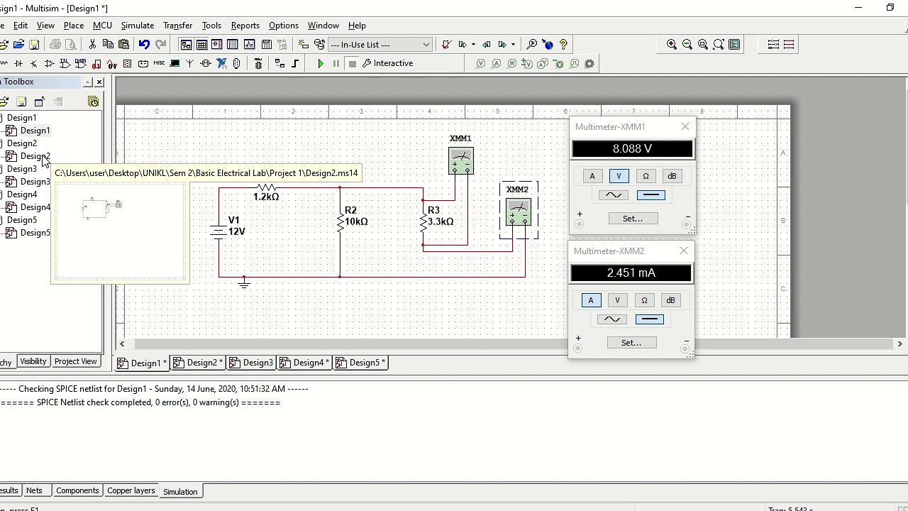 How to Use Multisim to Calculate Value for Thevenin Circuit - YouTube