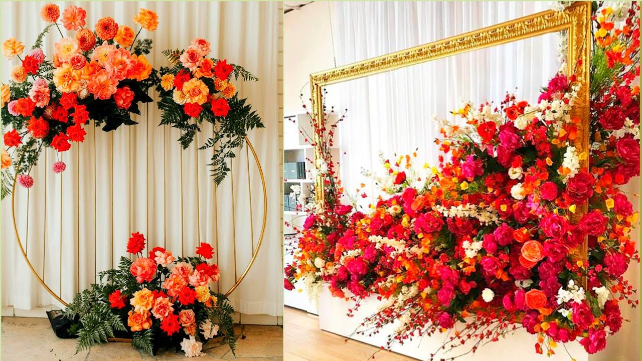 Very beautiful colorful background Flower wall decoration ideas - YouTube