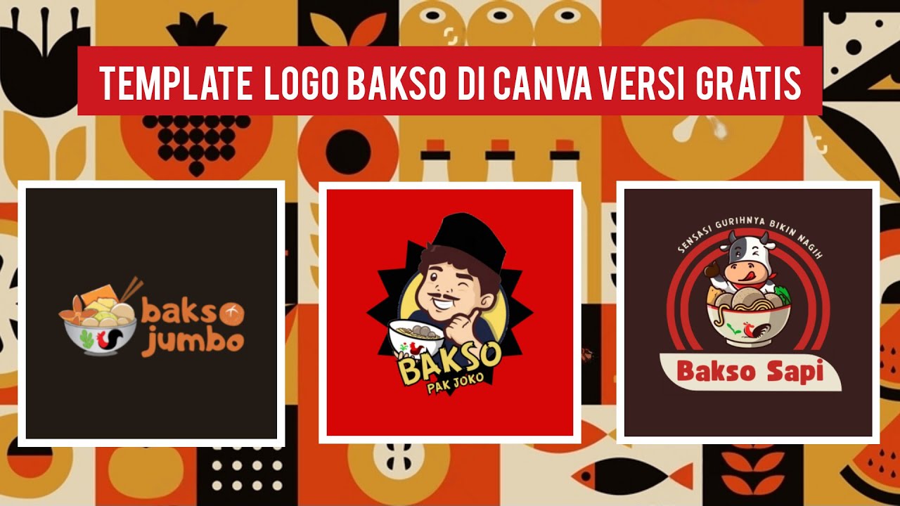 Cara membuat logo bakso / baso di canva versi gratis - YouTube