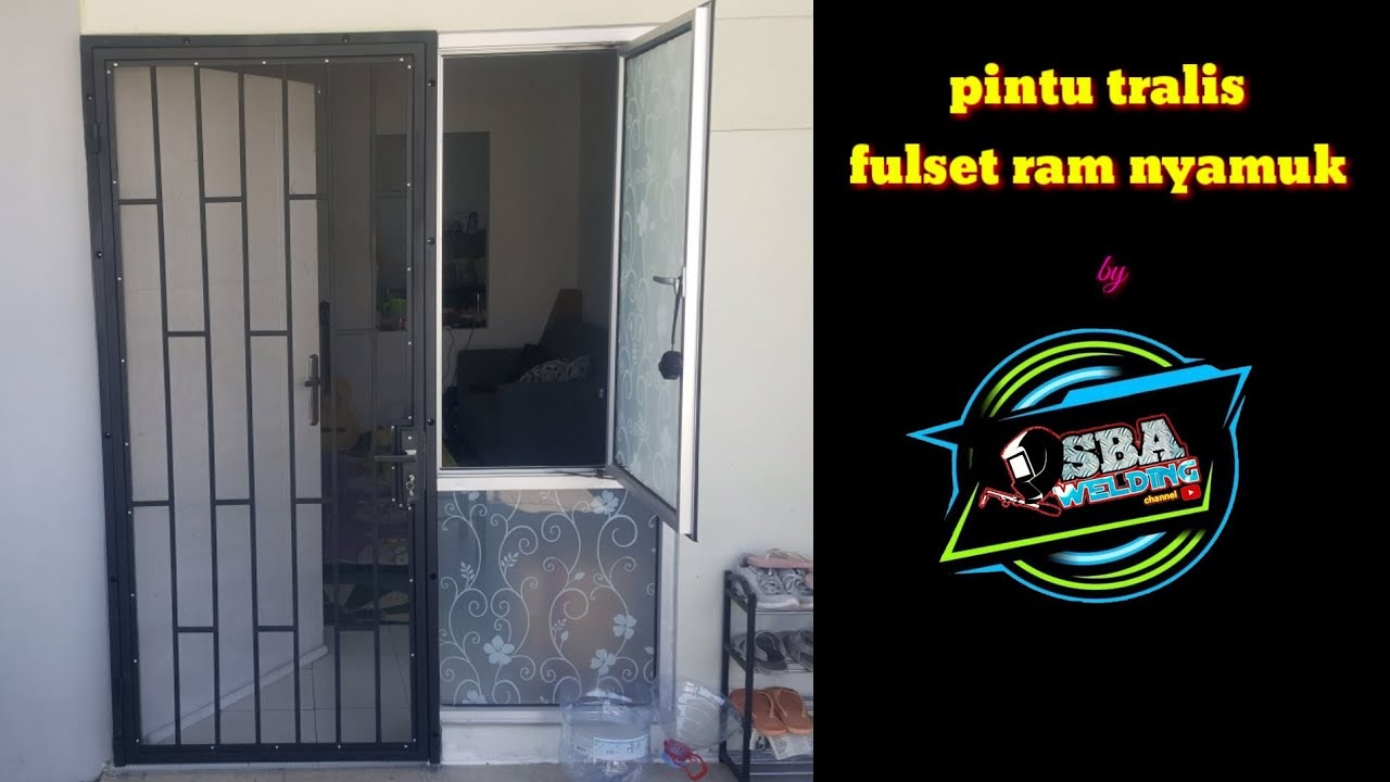 pintu tralis dengan finishing ram nyamuk - YouTube