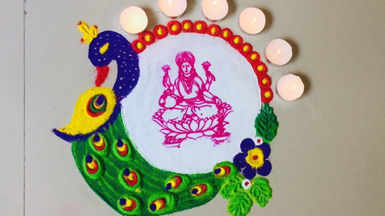 Beautiful Lakshmi pujan rangoli | Diwali rangoli | Diya rangoli | Laxmi ...