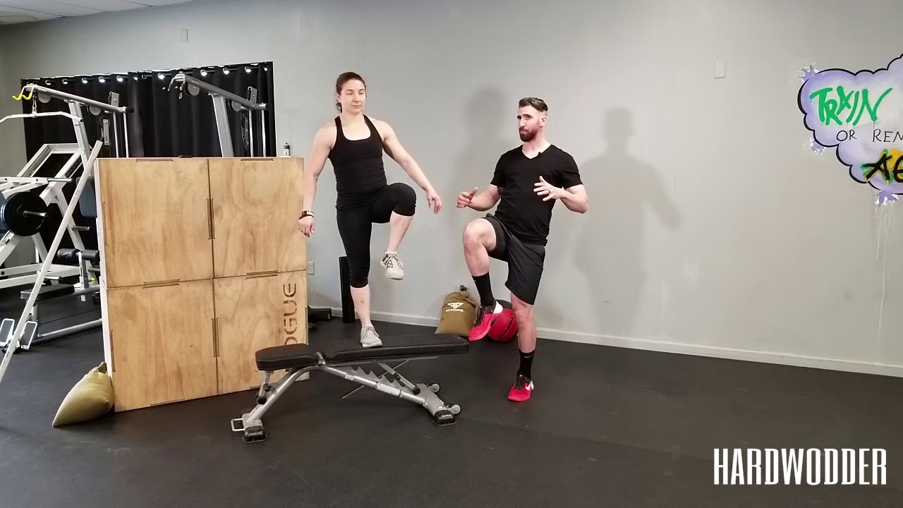 Step Up With Knee Drive - YouTube