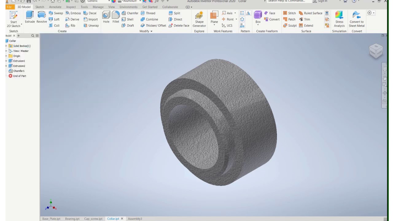 Inventor Demo Video - Full Assembly of Shaft Support - YouTube