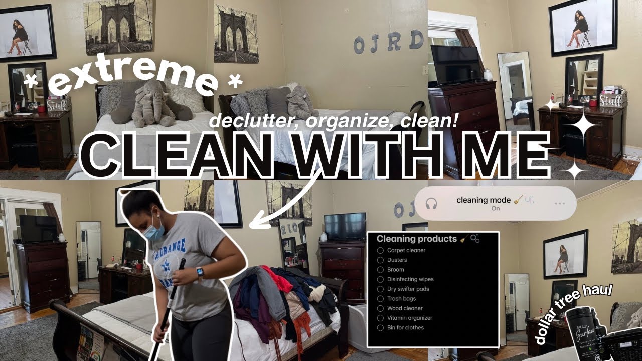 *extreme* clean with me| bedroom transformation , deep clean, organize ...