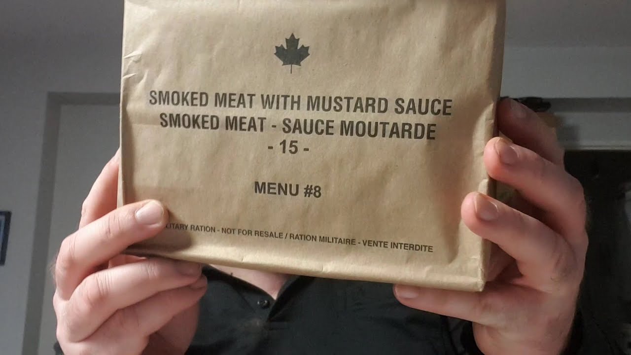 Canadian IMP ration menu 8 - smoked meat in mustard sauce - YouTube