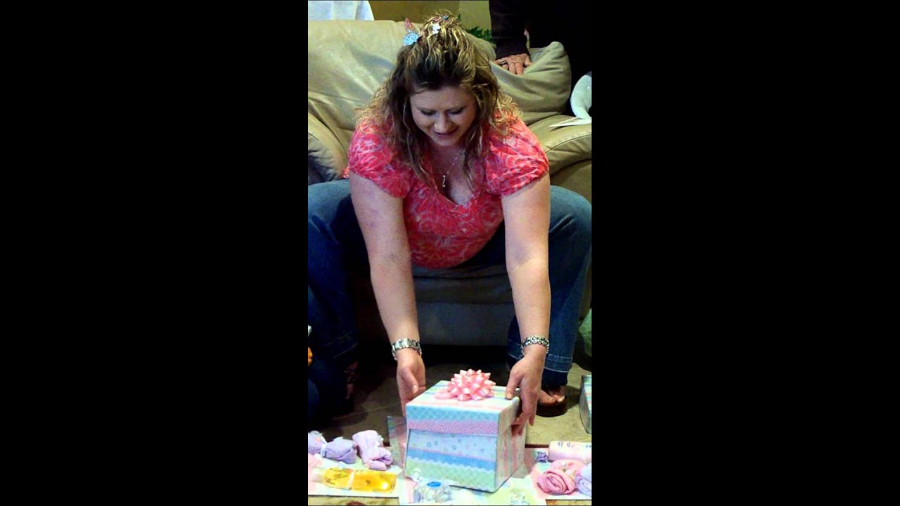 Fall Apart Gift Box at Amanda's Baby Shower - YouTube