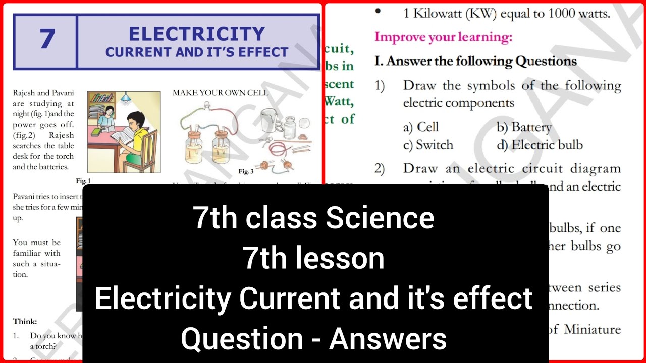 7th class Science 7th lesson "Electricity Current and it's Effects ...