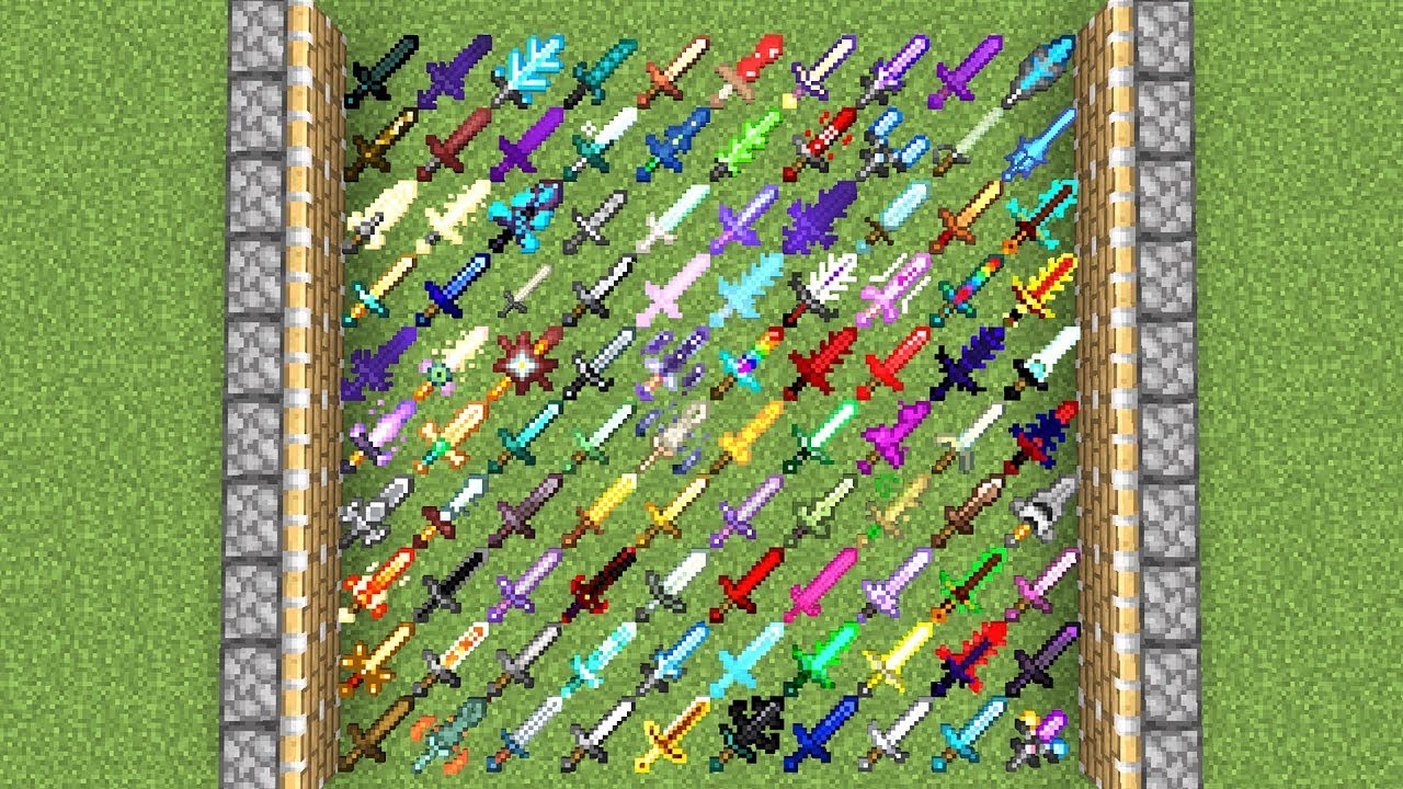 x100 minecraft swords combined = ??? - YouTube