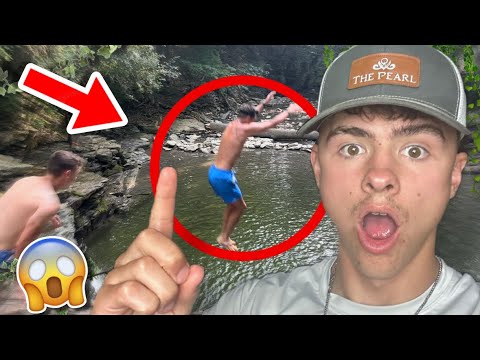 EPIC Waterfall CLIFF JUMPING *INSANE* - YouTube
