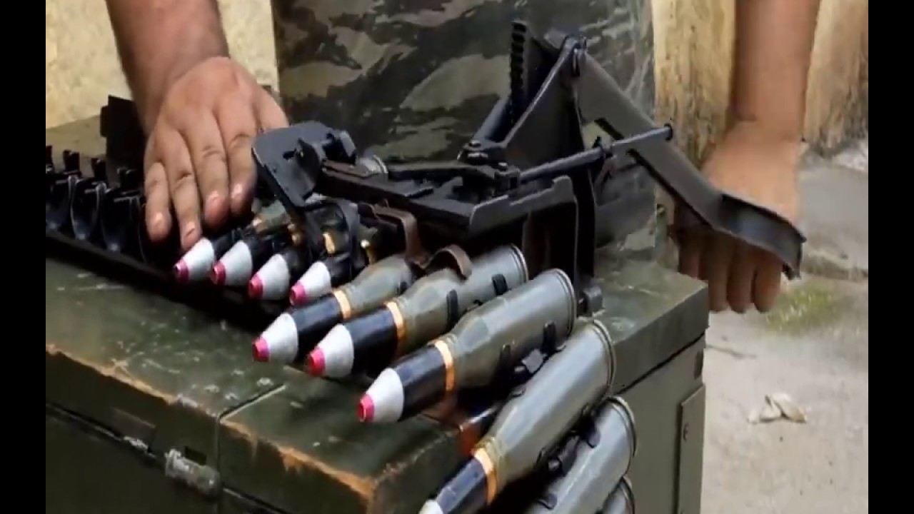 NATO Forces Weapons Loading ZU 23 2 ammunition linking and magazine ...
