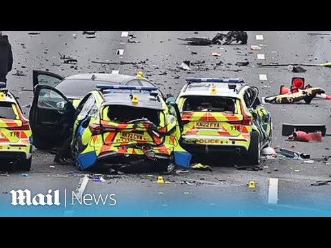 Horror crash on the A1: BMW chase leaves seven cops injured & five police cars wrecked