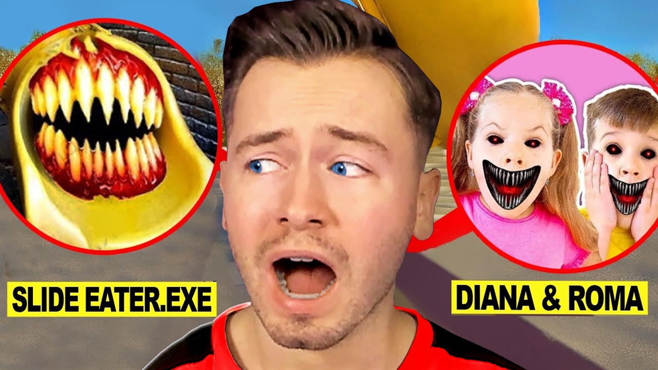 DROHNE überwacht SLIDE EATER.EXE und DIANA & ROMA in REAL LIFE!😱 - YouTube