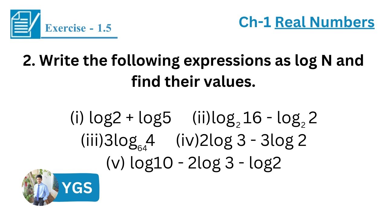 2. Write the following expressions as log N and find their values | Y ...