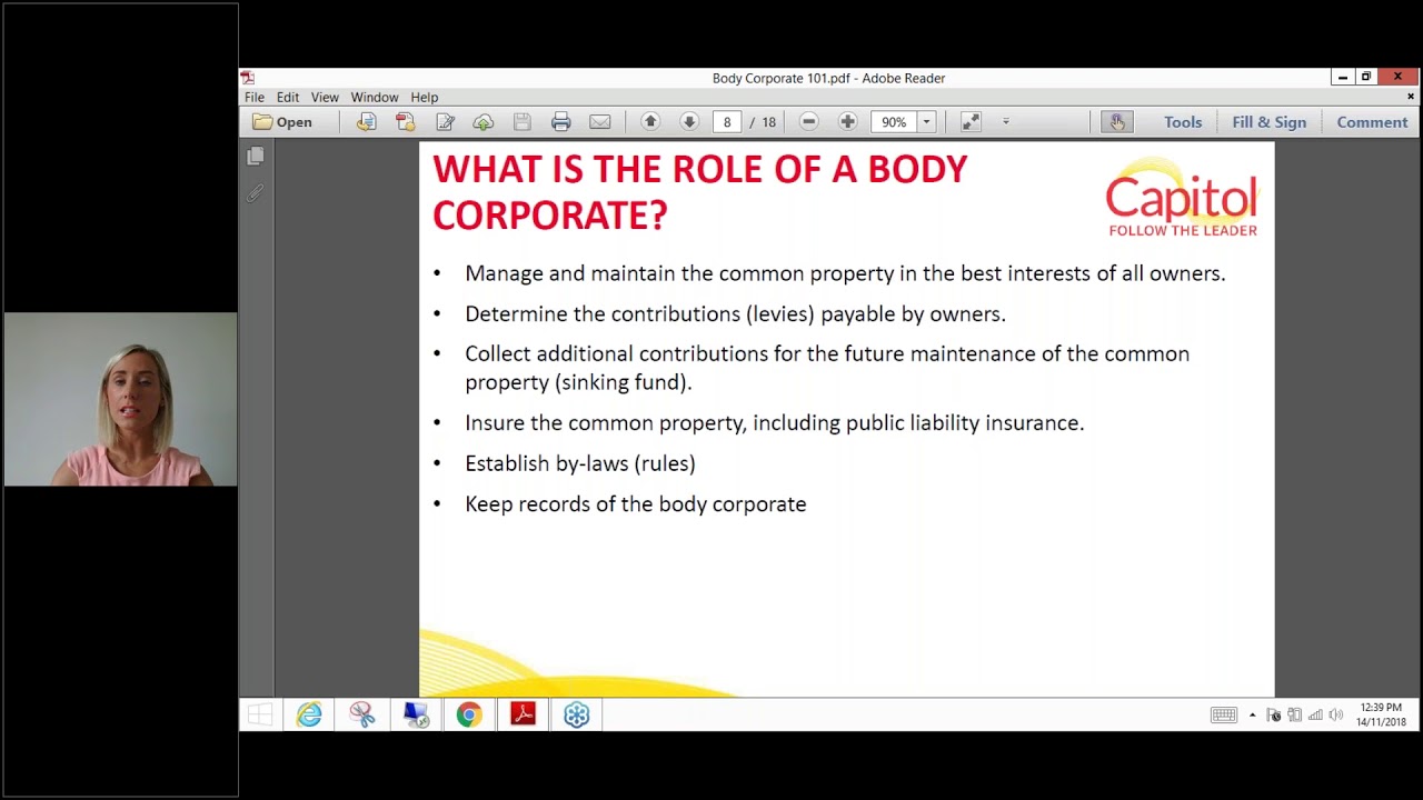 Capitol webinar - body corporate 101 - YouTube