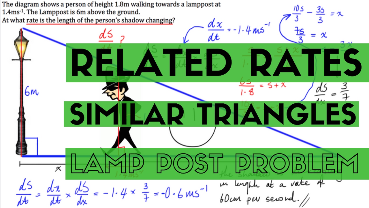 Chain Rule - Related Rates - Lamp post and Shadow - YouTube