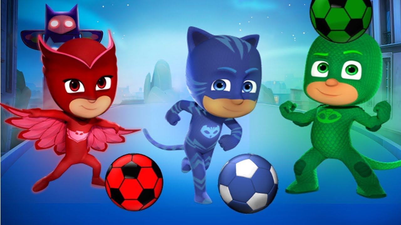 Learn Colors for Kids with soccer balls. PJ Masks with 3D color soccer ...
