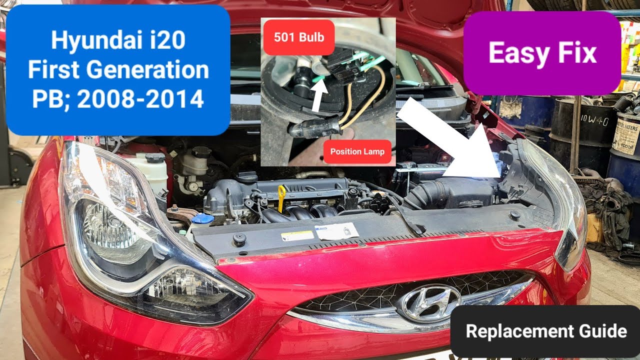 how to replace front position lamp on Hyundai i20 #headlight - YouTube