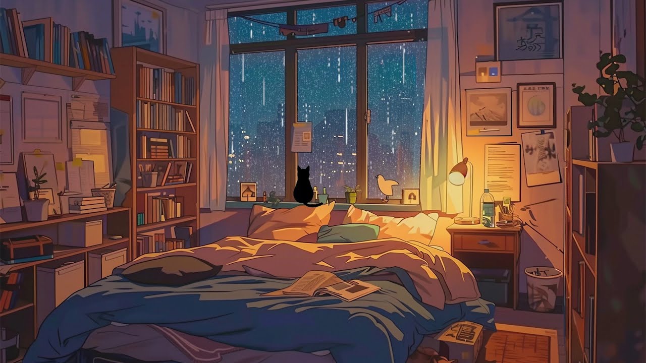 Pixelated Rainy Window View | Soothing ASMR Sounds for Deep Sleep, Calm ...