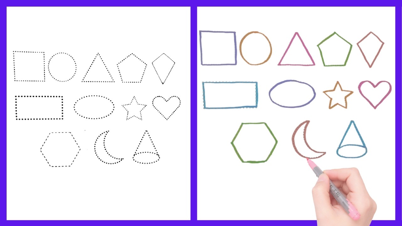 🔷🔴🎨 Learn Shapes for Kids | Draw & Color Shapes | Square, Circle ...