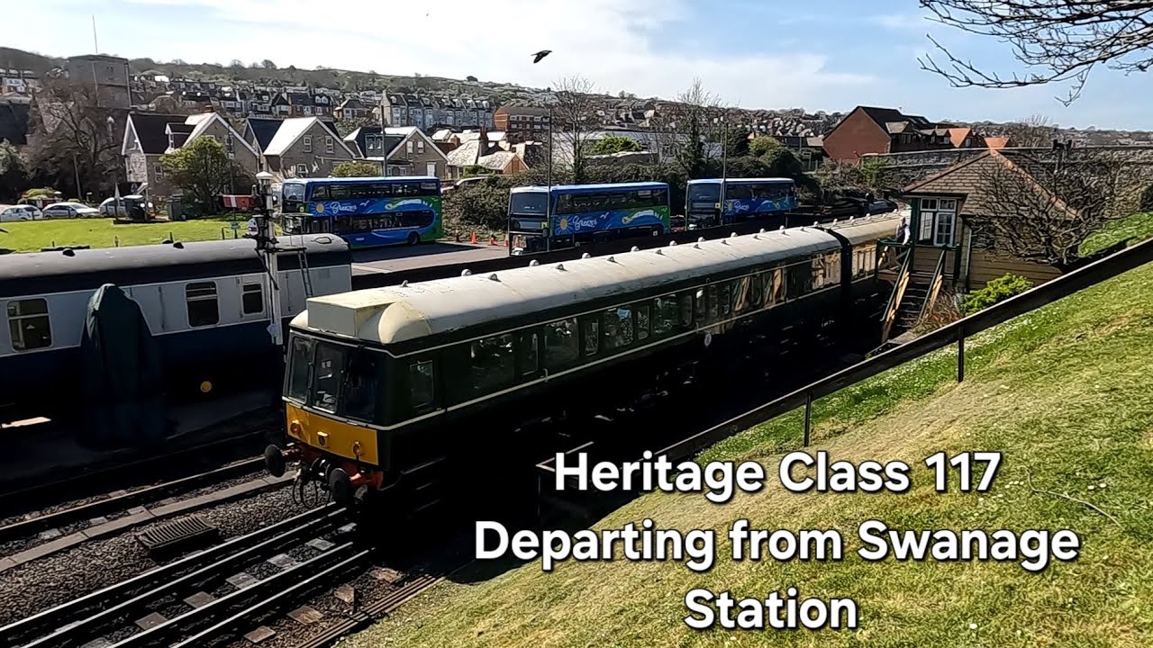 Heritage Class 117 Departing Swanage Station. - YouTube
