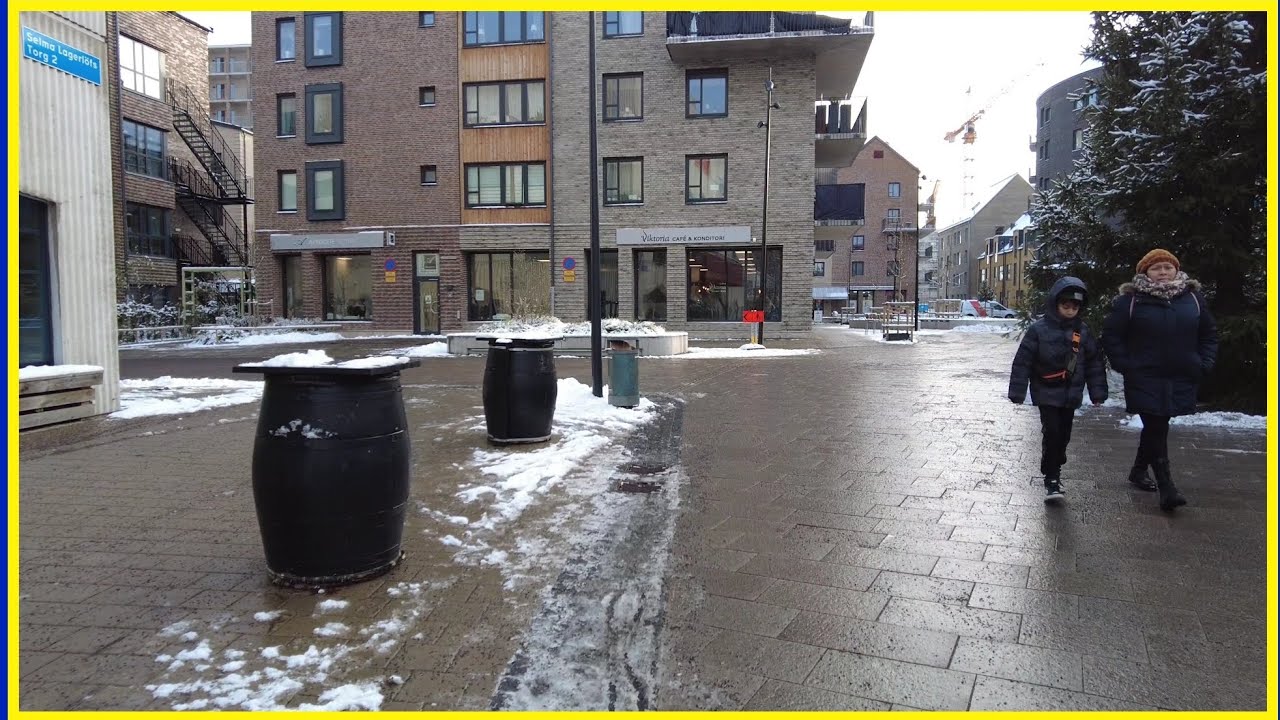 Walking in to Selma Lagerlöfs Torg after snow | Gothenburg Sweden 🇸🇪 ...