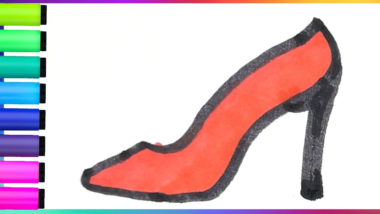 How to Draw Women Red High Heel - YouTube
