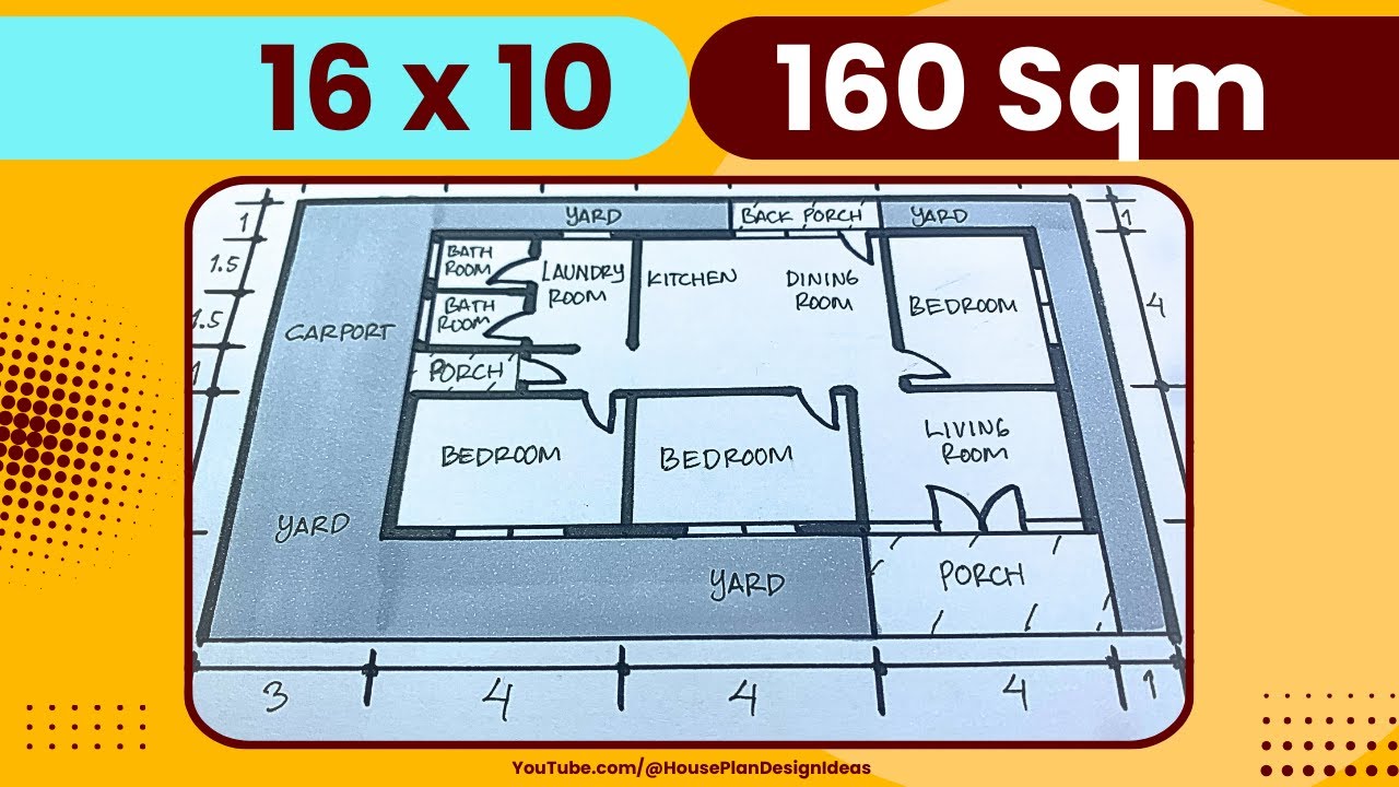 16x10 House Plan Design 160 square meter 3 Bedroom - YouTube