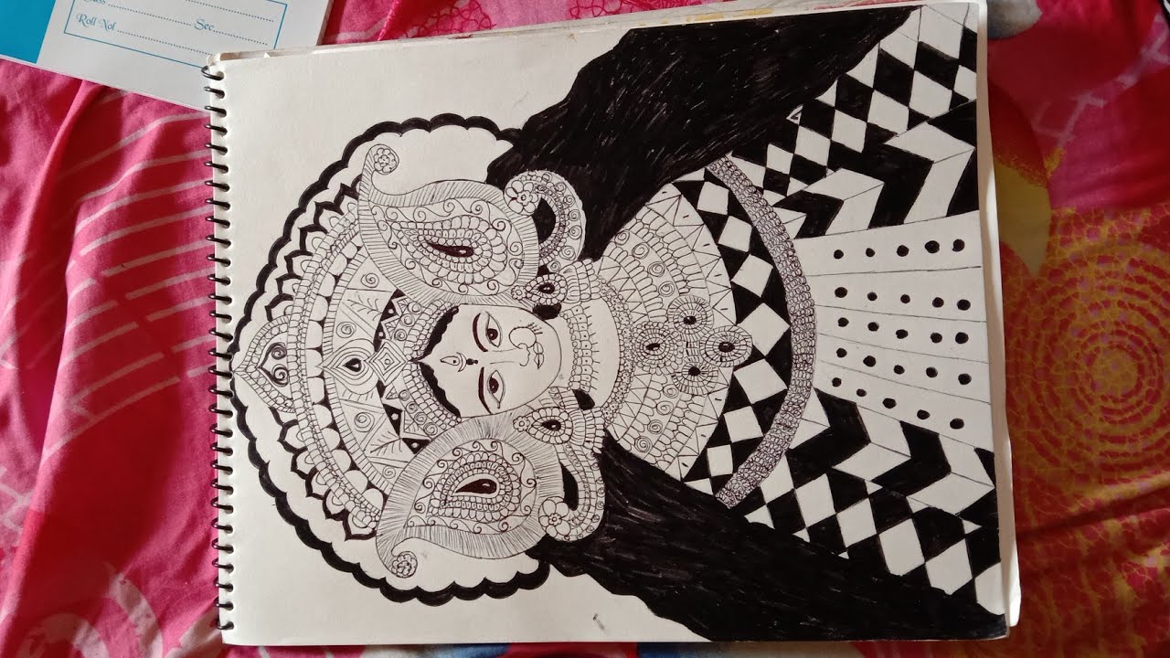 How to draw MAA durga || MAA durga doodle art || doodle art 2020 ...