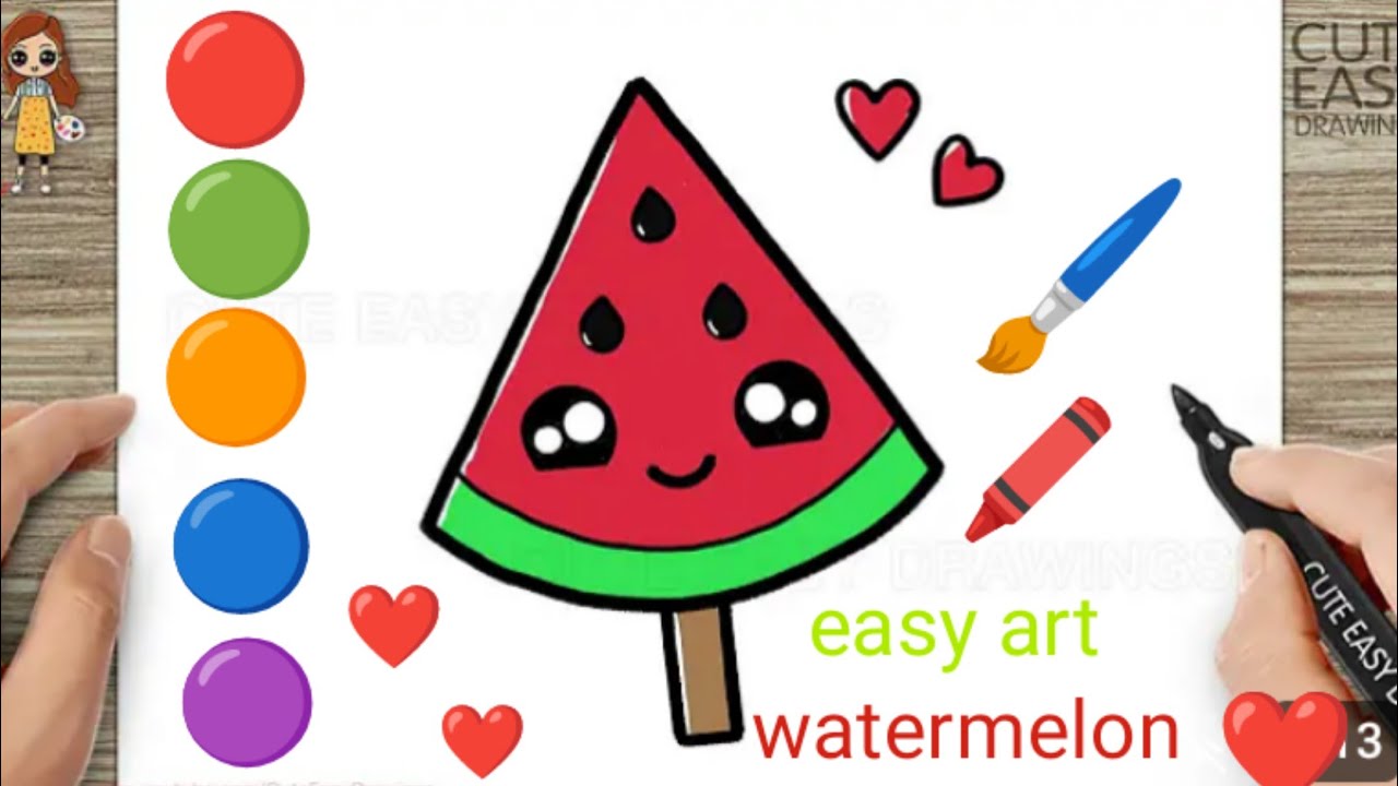 How to draw watermelon 🍉 step by step| Easy Watermelon 🍉🍉 drawing - YouTube