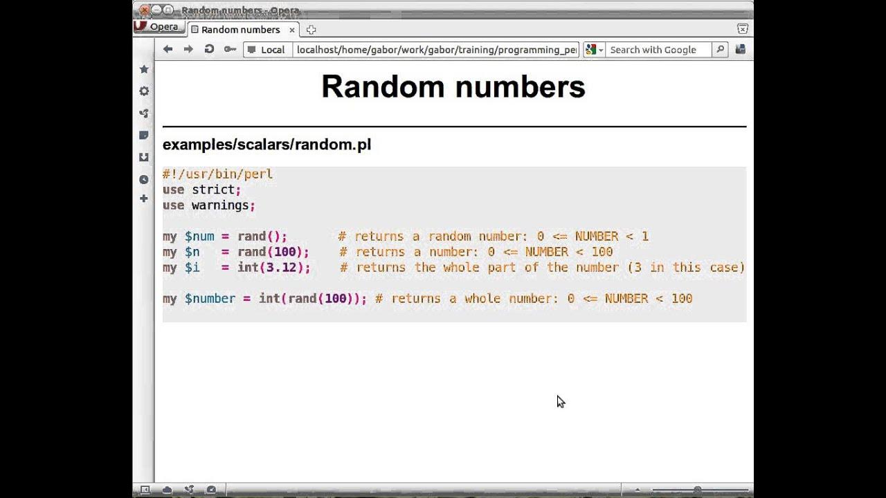 Beginner Perl Maven tutorial: 2.19 - random numbers and int - YouTube