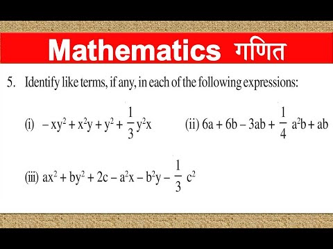 Identify like terms in each of the following expressions | Mathematics ...