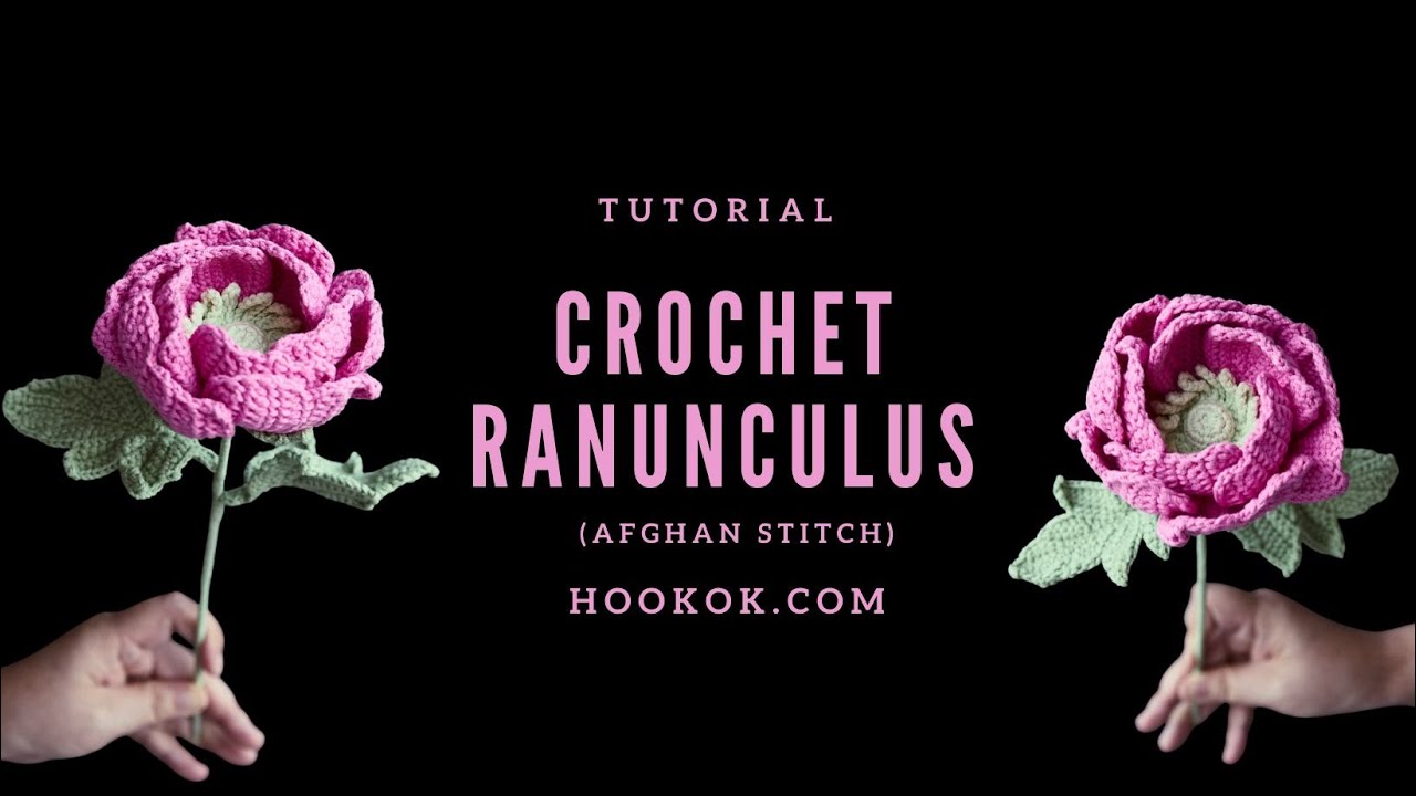 Crochet Ranunculus (Afghan Stitch) - Paid Tutorial - YouTube