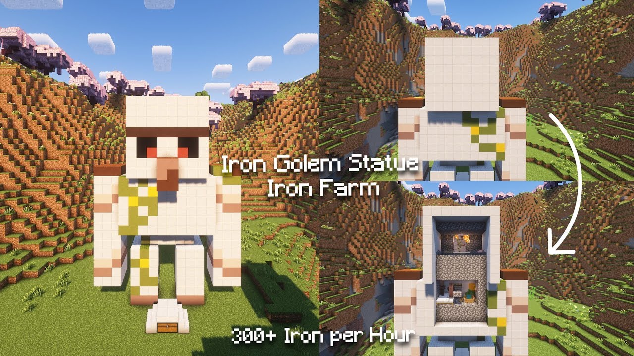Iron Farm inside Iron Golem Statue Tutorial [Java] - YouTube