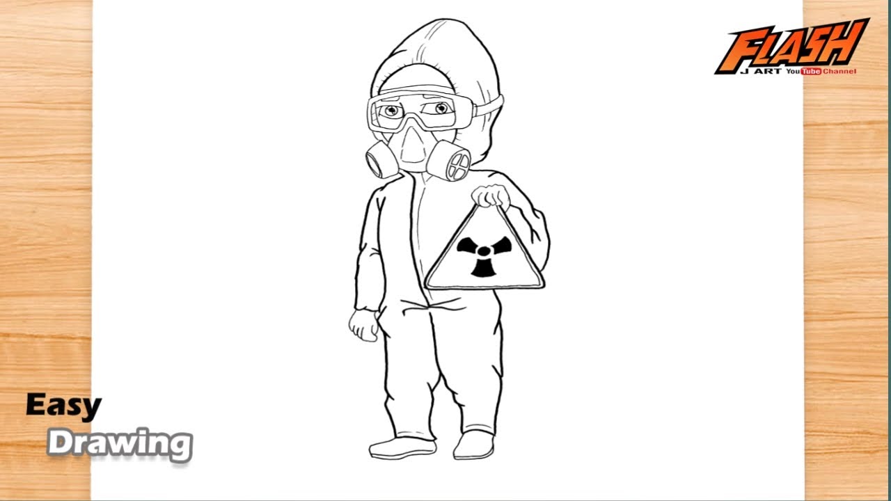 how to draw man in hazmat suit - YouTube