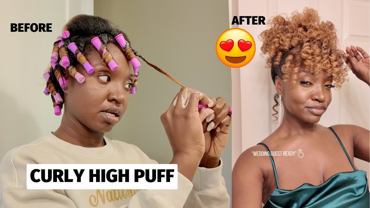 Curly High Puff + Wedding Guest Hair Style | Natural Hair - YouTube