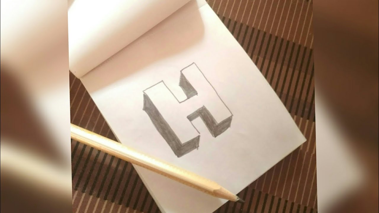 How To Draw 3D Letter H | Easy 3D Drawing |Stepwise Easy 3D Drawing ...