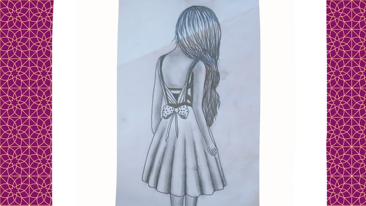 How to draw girl back side. step by step. pencil sketch for beginners ...